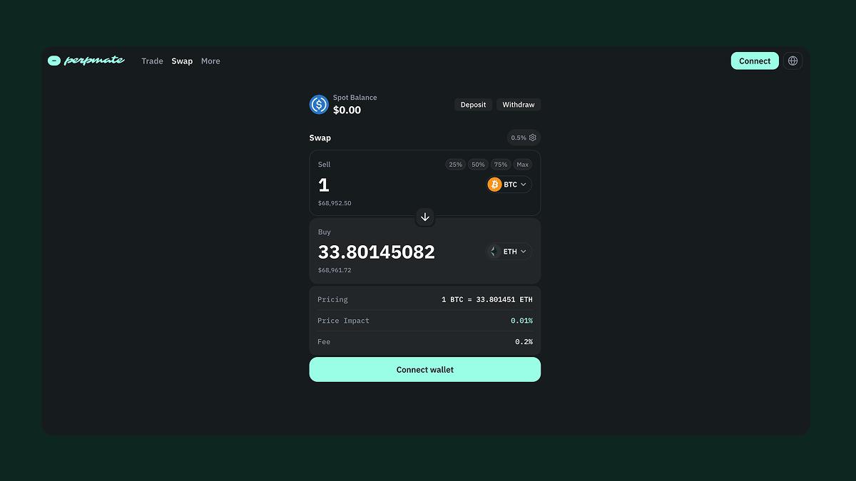Best Spot Swap DEX for BTC, ETH, SOL & USDC. No Signup Required | Perpmate